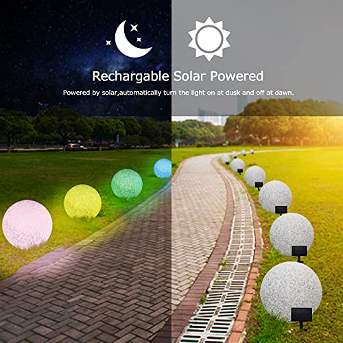 ZKI Solar Big Ball Light, Courtyard Solar Lights Decoration, High-end, Luxurious Atmosphere, Marble Pattern, Suitable for Gardens, Courtyards, Patio, Swimming Pools Side. (Diameter 7.8 INCH)