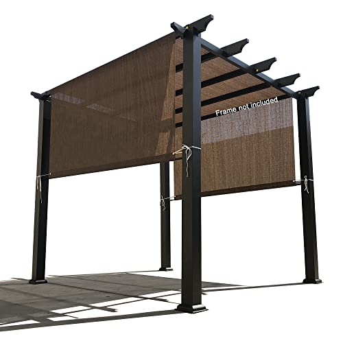 Universal Pergola Replacement Canopy Shade Cover with Breathable HDPE Fabric & Rod Pockets for 10 x 10 FT Pergola, Canopy Size: 192'' L x 106'' W (Mocha Brown)