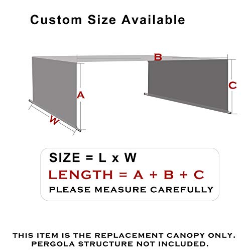 Universal Pergola Replacement Canopy Shade Cover with Breathable HDPE Fabric & Rod Pockets for 10 x 10 FT Pergola, Canopy Size: 192'' L x 106'' W (Mocha Brown)