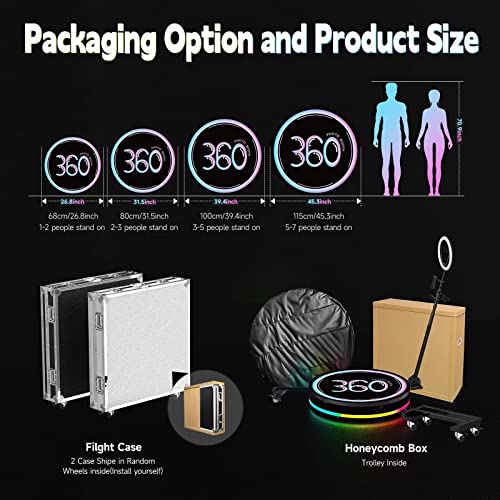 360 Photo Booth Machine for Parties - 5 People to Stand on (39.4"+Flight Case) Software APP Control, Free Customize Logo, JIYANG Automatic Slow Motion Rotating 360 Video Camera Booth Selfie Platform