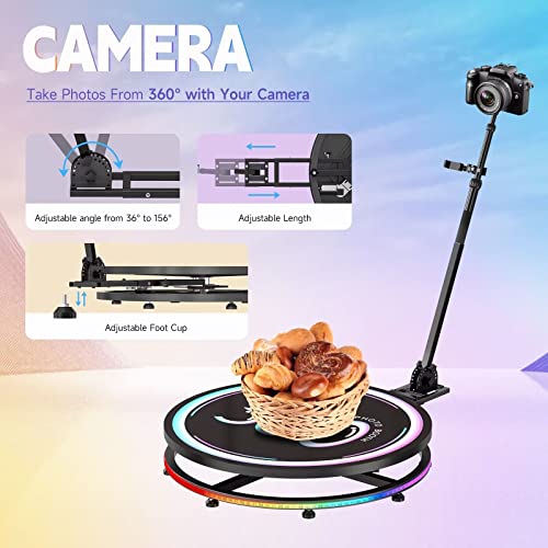 360 Photo Booth Machine for Parties - 5 People to Stand on (39.4"+Flight Case) Software APP Control, Free Customize Logo, JIYANG Automatic Slow Motion Rotating 360 Video Camera Booth Selfie Platform