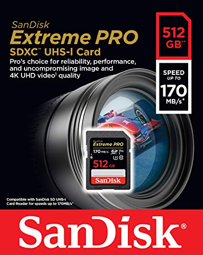 SanDisk 512GB Extreme PRO SDXC UHS-I Card - C10, U3, V30, 4K UHD, SD Card - SDSDXXY-512G-GN4IN