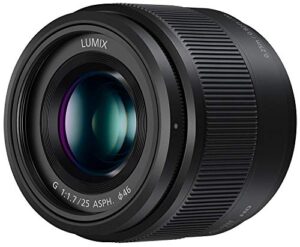 panasonic lumix g lens, 25mm, f1.7 asph, mirrorless micro four thirds, h-h025k (usa black)