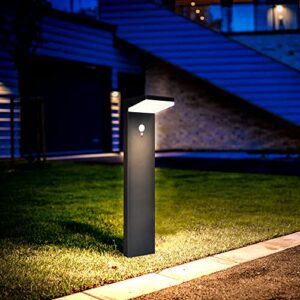 BRIMMEL Solar Light Outdoor, Super Bright 600 Lumen LED Landscape Lamp, Motion Sensor Dusk-to-Dawn Auto ON/OFF Cast Aluminum Waterproof Cordless Garden Light for Pathway Driveway 20", 3000k Warm White