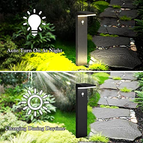 BRIMMEL Solar Light Outdoor, Super Bright 600 Lumen LED Landscape Lamp, Motion Sensor Dusk-to-Dawn Auto ON/OFF Cast Aluminum Waterproof Cordless Garden Light for Pathway Driveway 20", 3000k Warm White