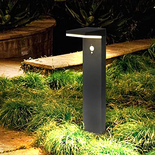 BRIMMEL Solar Light Outdoor, Super Bright 600 Lumen LED Landscape Lamp, Motion Sensor Dusk-to-Dawn Auto ON/OFF Cast Aluminum Waterproof Cordless Garden Light for Pathway Driveway 20", 3000k Warm White