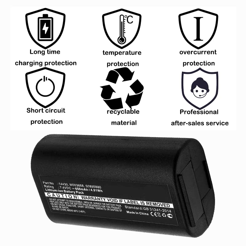 Replacement Battery for DYMO LabelManager280 260P LabelManager PnP,1815990 Compatible with 3M PL200, fits Part No DYMO S0895880 S0915380 W003688 14430 1758458,7.4V Li-ion 650mAh/4.81Wh