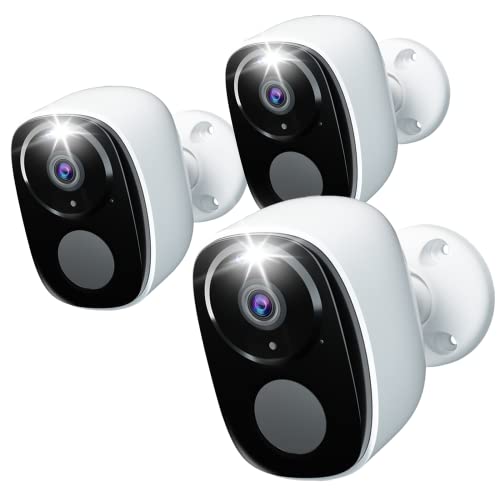 Rraycom 3Pack Security Cameras Outdoor Wireless, Battery Powered Camera for Home Security, Cloud/SD(up to 256G), Home Security Cameras with AI Motion Detection, Color Night Vision,2-Way Audio