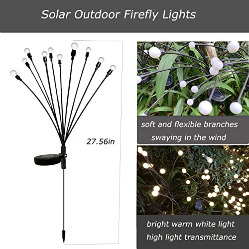 THOOKE Firefly Lights Solar Outdoor, 4 Pack 10LED Vibrant Solar Powered Outdoor Garden Waterproof Patio Lights for Yard/Outside, Swaying Landscape Path Lights for Pathway Decorations