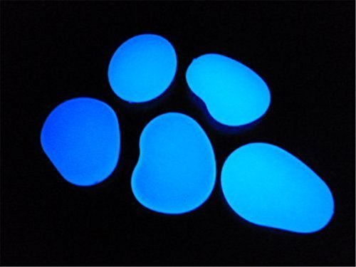 Opps 100 Pcs Glow in The Dark Garden Pebbles for Walkways and Decor in Blue