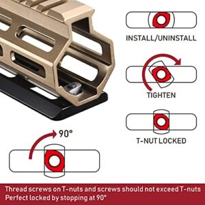 MLOK Arca Rail Tripod Mount Adapter, for Rifle Tripod Ballhead Quick Release Plate,Compatiable RRS Dovetail, 6 M-LOK Slot Interface