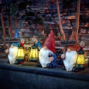 Garden Gnome Statue with Shovel Solar Gnomes Statue with Lantern LED Outdoor Decor Lights,Terrace Courtyard Lawn Patio Porch Decoration Christmas Housewarming Gift