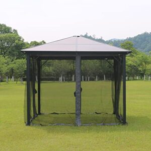 sunshine outdoor gazebo replacement mosquito netting screen 4-panels, universal netting side walls for patio, garden, yard (net only)(10′ x 10′, dark grey)