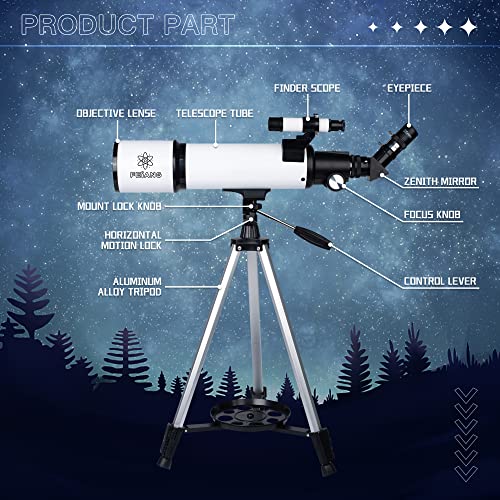 Telescope 80mm Aperture 600mm - for Beginners & Adults Astronomical Refracting Telescopes AZ Mount Tripod Fully Multi-Coated Optics 24X-180X High Magnification, with Wireless Control, Carrying Bag