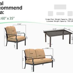 Domi Outdoor 4 pcs Patio Conversation Set, Metal Dining Table and Chairs Dining Set with Removable Beige Cushions for Garden Lawn Yard