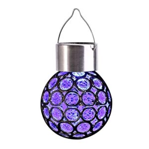 colorful solar lights,outdoor hanging decorative garden lights,7 colors led crackle glass globe ball shaped,for lawn patio yard walkway driveway pathway landscape