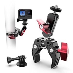 utv atv camera mount holder compatible with gopro 11/10/9/8/7,fits 0.82″-2.36″ roll bar cages mount camera holder,aluminum 360°rotation utv camera mount for sj,dji,dslr,session,insta360 etc