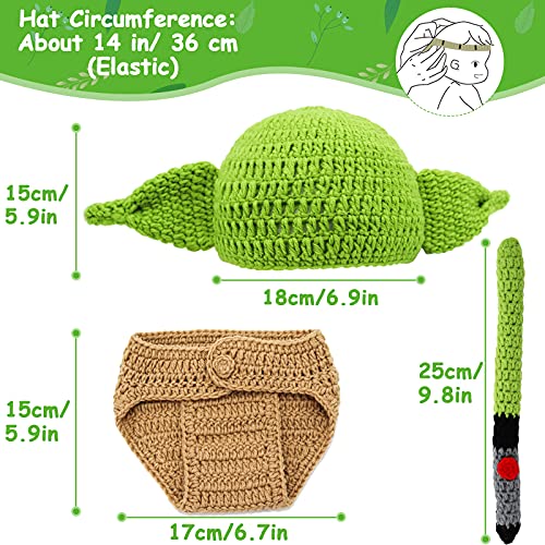 TIMSOPHIA Newborn Infant Baby Photography Prop Crochet Knit Hat Diaper Costume Set Handmade Cap Outfits Hat for Baby Shower(Green)