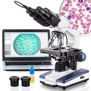 amscope – 40x-2500x led digital binocular compound microscope with 3d stage + 5mp usb camera