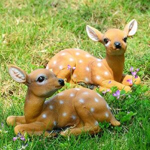 deer statue, 2pcs deer figurine, synthetic resin garden sculpture garden statue waterproof and sunscreen community patio for garden