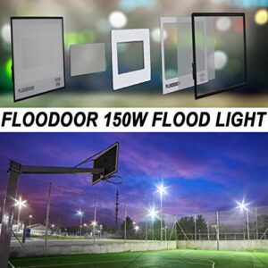 Floodoor 150W LED Flood Light Outdoor, 15,000lm Super Bright Daylight FloodLight,6500K Daylight IP66 Waterproof Safety Light with Plugs for Garages, Gardens, Courtyards, Lawns.