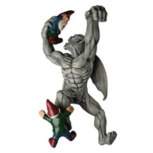 bella haus design great gargoyle gnome massacre fence hanger – polyresin outdoor wall décor – detailed hanging statue – gnome with gothic climbing grotesque gargoyle for patio, porch, fence, garden