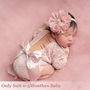 Infant Newborn Photography Props Outfit Princess Baby Girl Lace Romper with Cute Flower Headband