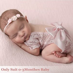 Infant Newborn Photography Props Outfit Princess Baby Girl Lace Romper with Cute Flower Headband