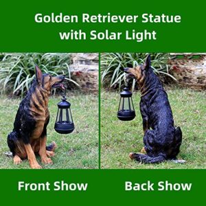 Garden Dog Statues, Outdoor Dog Decor with Solar Lights, Solar Dog Ornaments, for Patio, Lawn, Yard,German Shepherd