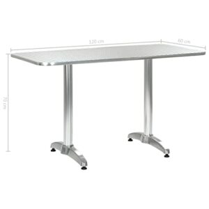 QZZCED Patio Table Silver 47.2"x23.6"x27.6" Aluminum,Outdoor Table,Outdoor Patio Table,Patio Table,Patio Dining Table,Suitable for Lawn,Patio,Balcony,Garden