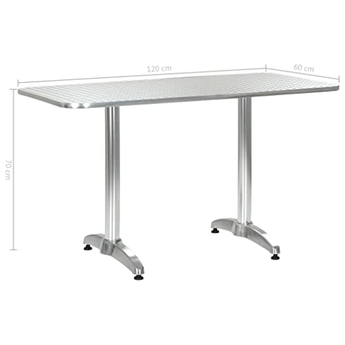 QZZCED Patio Table Silver 47.2"x23.6"x27.6" Aluminum,Outdoor Table,Outdoor Patio Table,Patio Table,Patio Dining Table,Suitable for Lawn,Patio,Balcony,Garden