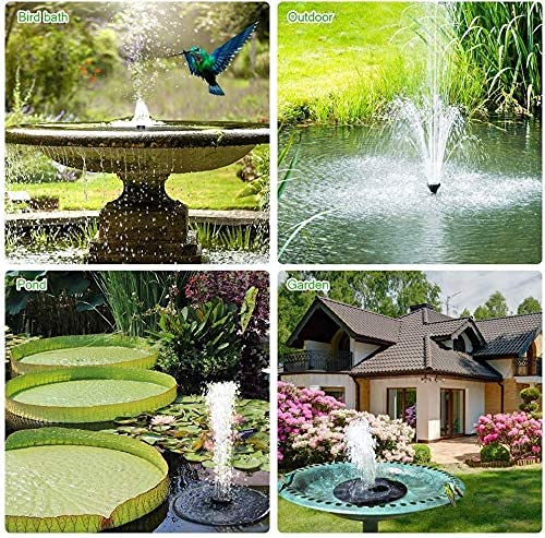 Solar Bird Bath Fountain Pump for Bird-Bath, Solar Fountain with 7 Nozzle, Free Standing Floating Solar Powered Water Fountain Pump for Bird Bath, Garden, Pond, Pool, Outdoor