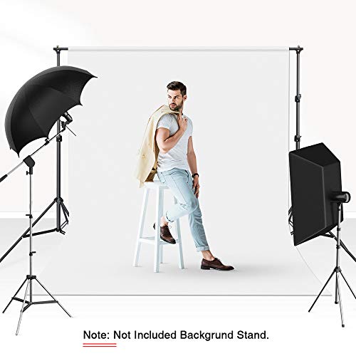 UTEBIT White Backdrop 5ft x 6.5ft Polyester Photo Booth Portrait Photography Booth Wrinkle Resistant Backdrops Sheet for Photography Studio, YouTube, Video and Television (Stand Not Include)