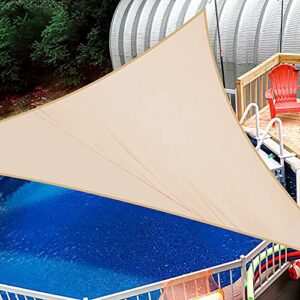 OYE HOYE 16.5' x 16.5' x 16.5' Sun Shade Sail Beige Triangle Patio Canopy, UV Block Waterproof Polyester Canopy for Patio Awning Garden Backyard Playground Lawn Sand Outdoor Activities