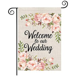 levlo wedding double sided garden flag wedding outdoor decor welcome to our wedding garden banner flag wedding welcome gift (welcome to our wedding)