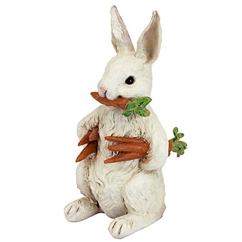 Design Toscano EU1054 Carotene The Rabbit with Carrots Easter Decor Garden Statue, 12 Inch, Full Color