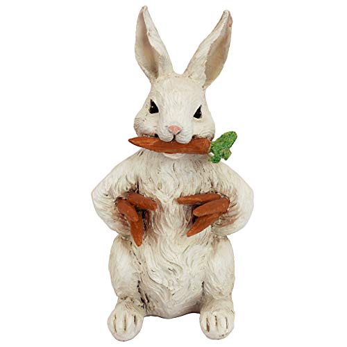 Design Toscano EU1054 Carotene The Rabbit with Carrots Easter Decor Garden Statue, 12 Inch, Full Color