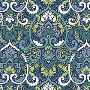 Arden Selections ProFoam Essentials Outdoor Bench Cushion Cover 18 x 46, Sapphire Aurora Blue Damask