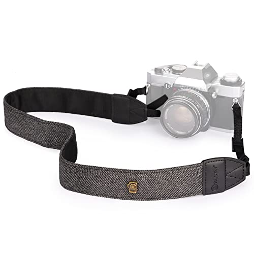 TARION Camera Shoulder Neck Strap Vintage Belt for All DSLR Camera Nikon Canon Sony Pentax Classic White and Black Weave (Upgraded Version)