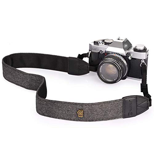 TARION Camera Shoulder Neck Strap Vintage Belt for All DSLR Camera Nikon Canon Sony Pentax Classic White and Black Weave (Upgraded Version)