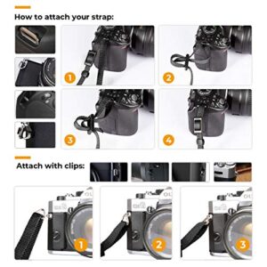 TARION Camera Shoulder Neck Strap Vintage Belt for All DSLR Camera Nikon Canon Sony Pentax Classic White and Black Weave (Upgraded Version)