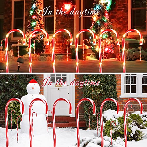 12 Pcs 36 Inch Giant Christmas Candy Cane Pathway Markers Lights, LED Outdoor Decorations, Extra Large Yard Pathway Stake Lights for Lawn Garden Driveway Walkway Xmas Decor