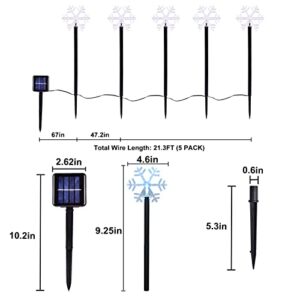 Union Tree Snowflake Solar Pathway Lights Outdoor Stake Lights Solar-Powered Waterproof Christmas Decoration for Garden, Walkways, Path, Yard (5-Pack)