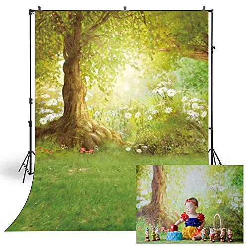 AOSTO 5x7ft Spring Photography Backdrop Easter Woodland Meadow Flower Fairy Tale Forest Background Photo Studio Photoshoot Backdrops Props FT-3992