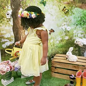 AOSTO 5x7ft Spring Photography Backdrop Easter Woodland Meadow Flower Fairy Tale Forest Background Photo Studio Photoshoot Backdrops Props FT-3992