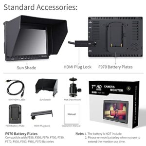 FEELWORLD FW759 7 Inch DSLR Camera Field Monitor HD Video Assist Slim IPS 1280x800 4K HDMI 1080p with Sunshade