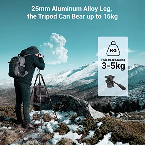 SmallRig 72" Video Tripod Monopod with Fluid Head, Aluminum Camera Tripod, 360° Panorama Ball Head for Travel, Video, Live Streaming, Vlogging, Adjustable Height from 16.5" to 72" - 3760