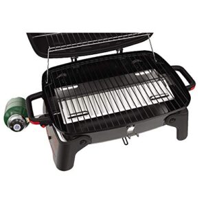 Megamaster 820-0065C 1 Burner Portable Gas Grill for Camping, Outdoor Cooking , Outdoor Kitchen, Patio, Garden, Barbecue with Two Foldable legs, Red + Black