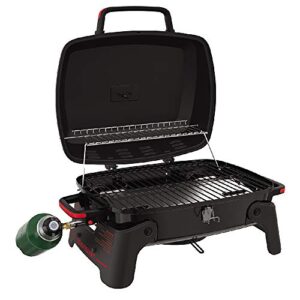 Megamaster 820-0065C 1 Burner Portable Gas Grill for Camping, Outdoor Cooking , Outdoor Kitchen, Patio, Garden, Barbecue with Two Foldable legs, Red + Black