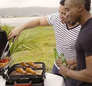 Megamaster 820-0065C 1 Burner Portable Gas Grill for Camping, Outdoor Cooking , Outdoor Kitchen, Patio, Garden, Barbecue with Two Foldable legs, Red + Black